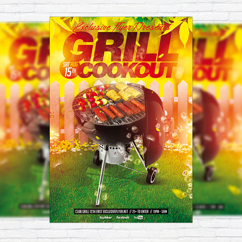 Grill Cookout Premium Flyer Template Facebook Cover ExclsiveFlyer 