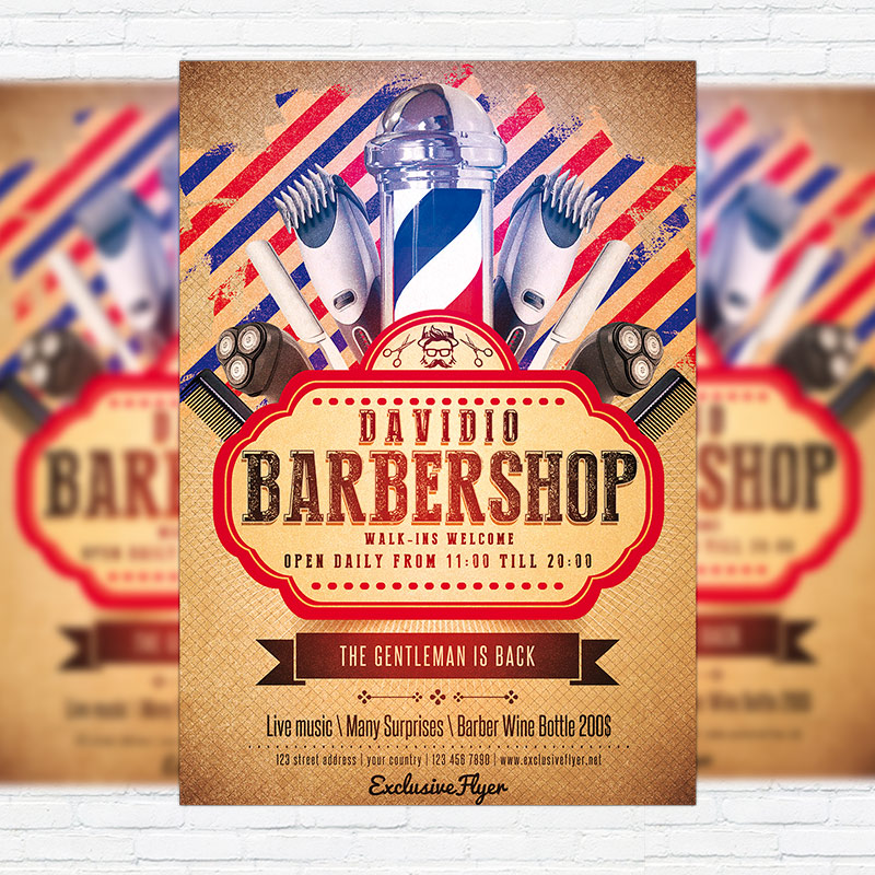 Barbershop Premium Flyer Template Facebook Cover ExclsiveFlyer 