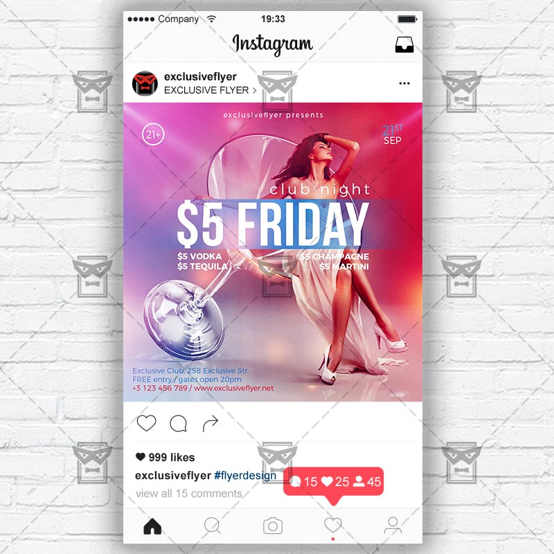 Friday Night Instagram Flyer Template ExclsiveFlyer Free And 